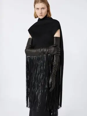 Max Mara Long Gloves With Fringe Detail