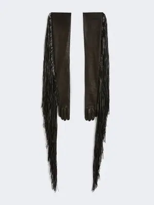 Max Mara Long Gloves With Fringe Detail