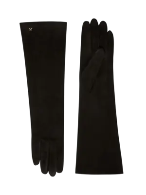 Max Mara Long Suede Nappa Gloves - Black