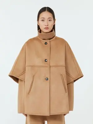 Max Mara Teddy And Suede Effect Fabric Cape
