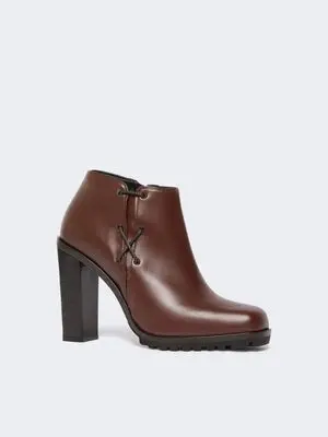 Max Mara Smooth Leather Booties - Cocoa