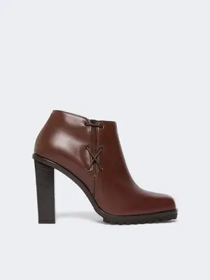 Max Mara Smooth Leather Booties - Cocoa