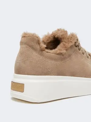 Max Mara Suede And Teddy Fabric Sneakers