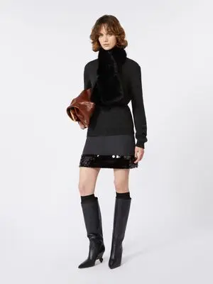 Max Mara Wool Blend Sequin Miniskirt