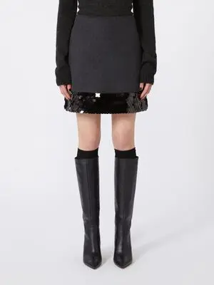 Max Mara Wool Blend Sequin Miniskirt