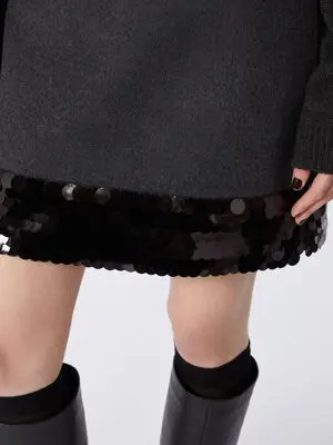 Max Mara Wool Blend Sequin Miniskirt