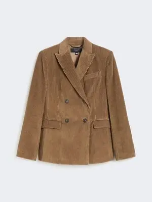Max Mara Double-breasted Corduroy Blazer - Hazelnut Brown