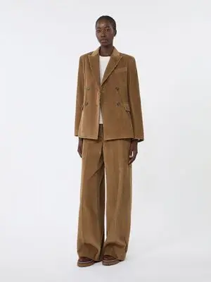 Max Mara Double-breasted Corduroy Blazer - Hazelnut Brown