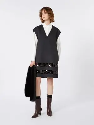 Max Mara Short Wool Dress With Sequins