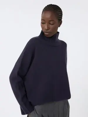 Max Mara Wool Knit Turtleneck Jumper - Navy
