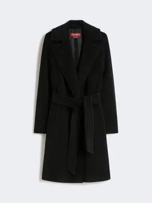 Max Mara Wool Beaver Cloth Robe Coat - Black
