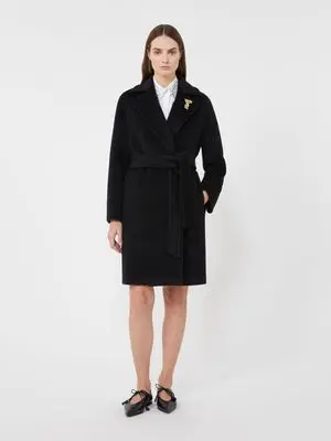 Max Mara Wool Beaver Cloth Robe Coat - Black