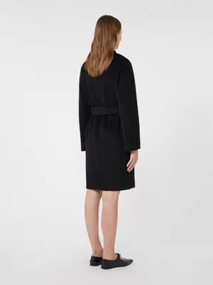 Max Mara Wool Beaver Cloth Robe Coat - Black
