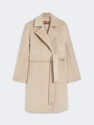 Max Mara Wool Beaver Cloth Robe Coat - Beige
