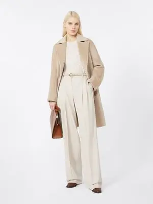 Max Mara Wool Beaver Cloth Robe Coat - Beige