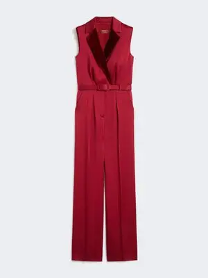 Max Mara Tuxedo Jumpsuit In Enver Satin - Bordeaux