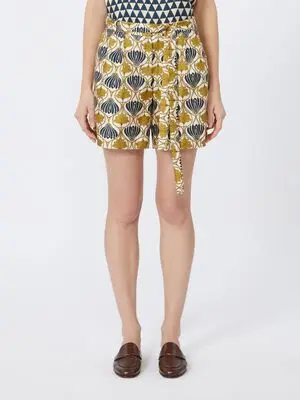 Max Mara Printed Silk Twill Shorts