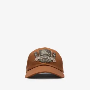 Burberry Crest Gabardine Baseball Cap - Ginger Brown