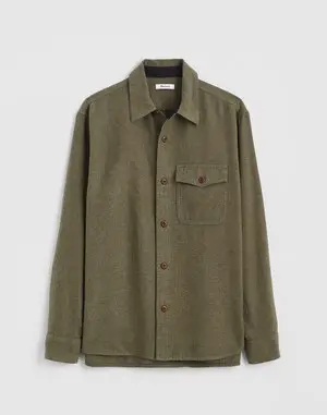 Madewell Work Shirt In Herringbone - Dark Olive Herringbone