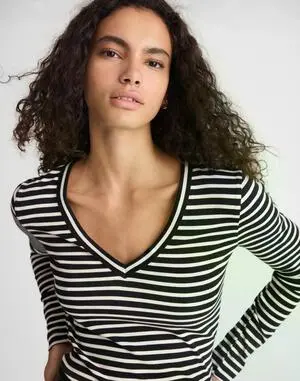 Madewell The '90s V-neck Long-sleeve Tee - Bengal Stripe