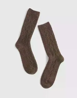Madewell Cable-Knit Trouser Socks Molasses
