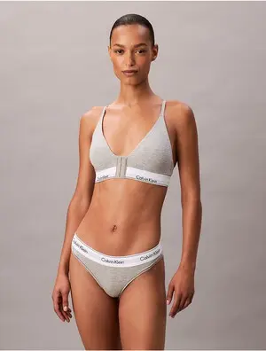 Calvin Klein Icon Cotton Modal Post Surgery Lightly Lined Triangle Bralette - Grey Heather