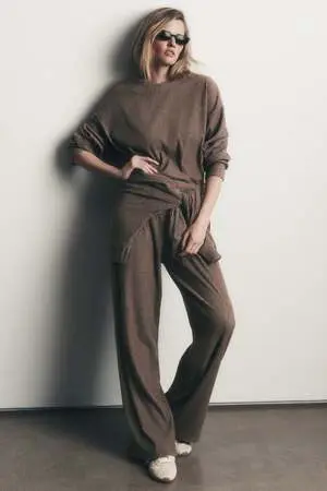 Alo Yoga Muse Wide Leg Pants - Java Brown Heather
