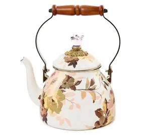 MACKENZIE-CHILDS As Is 2-qt Wild Rose Enamel Tea Kettle - One-color