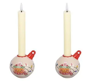 TEMP-TATIONS As Is Set/2 Ornament Taper Holderw/candles - One-color