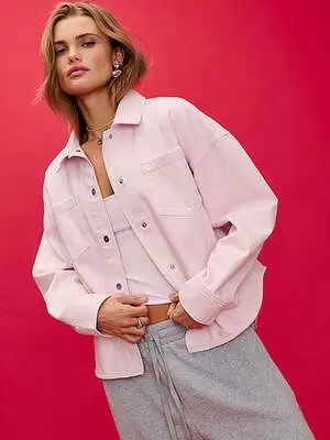 Pink Denim Shacket - Blue