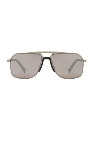 Prada Rectangular Sunglasses - Matte Silver & Purple Brown Mirror Silve