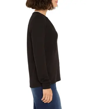 NIC+ZOE Layered Look Split Neck Top - Black Onyx