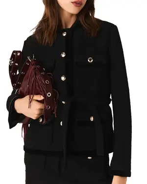 Maje Belted Velvet Jacket