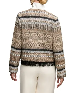 NIC+ZOE Textured Fringe Trim Jacket