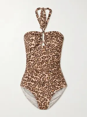Zimmermann Wanderlust Cutout Ruched Leopard-print Swimsuit - Animal Print