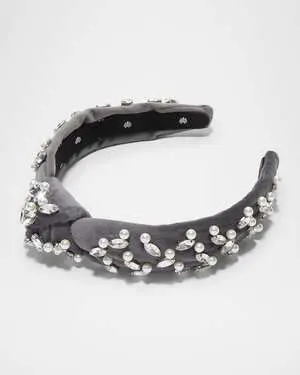 Lele Sadoughi Slim Knotted Velvet Headband - Slate Gray