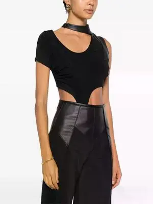 MITILIANE COUTURE Leather Insert Asymmetric Top