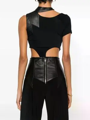 MITILIANE COUTURE Leather Insert Asymmetric Top