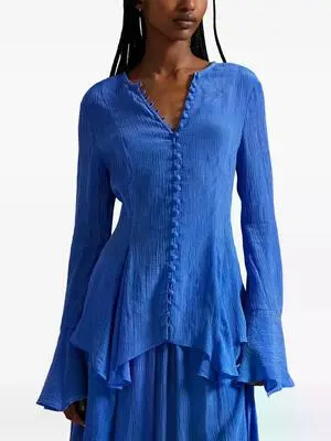 Polo Ralph Lauren Crinkle-texture V-neck Blouse