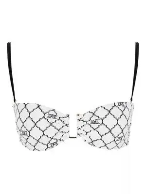 Max Mara Alicia Monogram-ruffled Bandeau Bikini Top - White