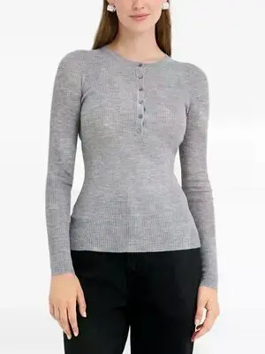 Gabriela Hearst Julian Ribbed Henley T-shirt - Grey