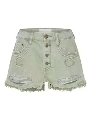 ONETEASPOON Le Wolves Le Loop Buttoned Frayed Shorts