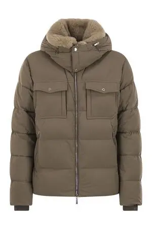 MOORER Alarick Hooded Down Jacket - Brown