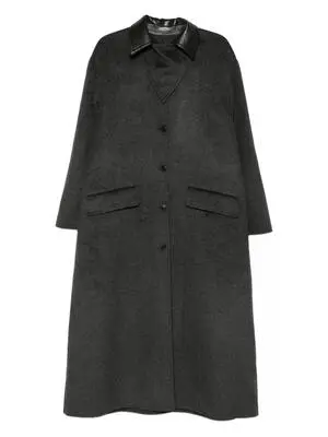 Nanushka Leather-collar Wool Coat