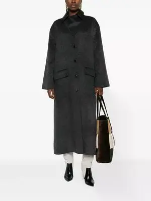 Nanushka Leather-collar Wool Coat
