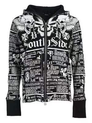 BREATH Skull Graphic Print Zip-up Hoodie