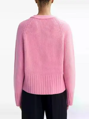 Soft Goat Long-sleeve V-neck Cardigan - Pink