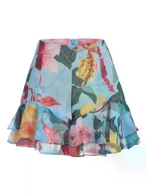 PatBO Floral Print Ruffle Shorts