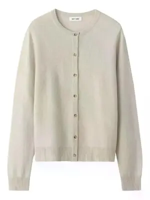 Soft Goat Buttoned Round-neck Cardigan