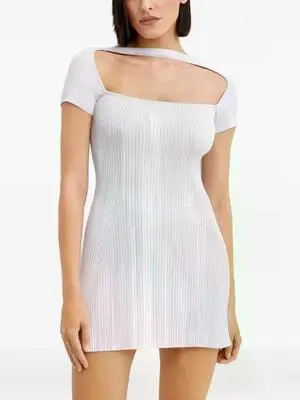 COURREGES Embroidered Ribbed Mini Dress